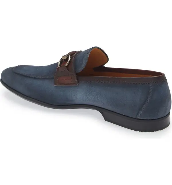 Magnanni Rafa V Water Resistant Loafer - Navy/ Midbrown  display picture 3