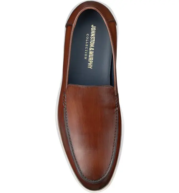 Johnston & Murphy Collection Bolivar Moc Toe Slip-on Sneaker - Brown Italian Calfskin