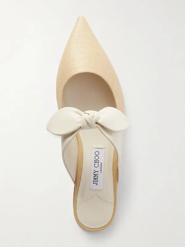 未使用　JIMMY CHOO RALI FLAT 37 Jimmy Choo Rali Bow-Embellished Mules In Neutrals - 50% Off
