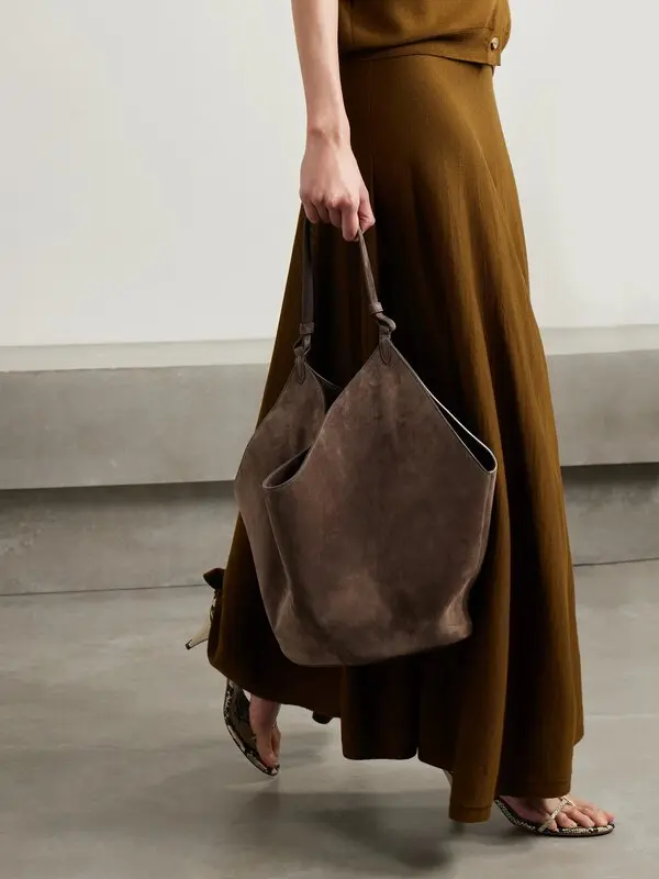 Khaite Lotus Suede Tote - Brown | Editorialist