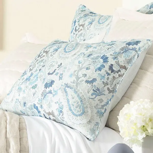 ANNIE SELKE Ines Linen Euro Sham - Blue