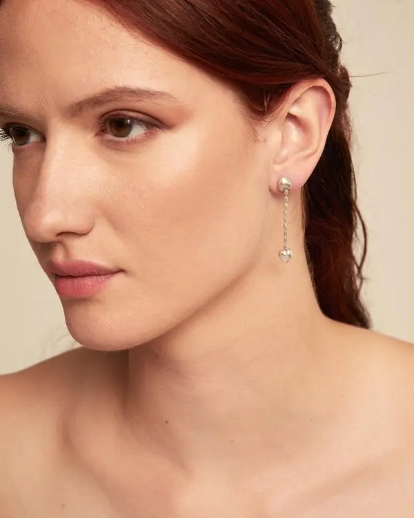UNODE50 Sterling Plated Dangle Heart Earrings