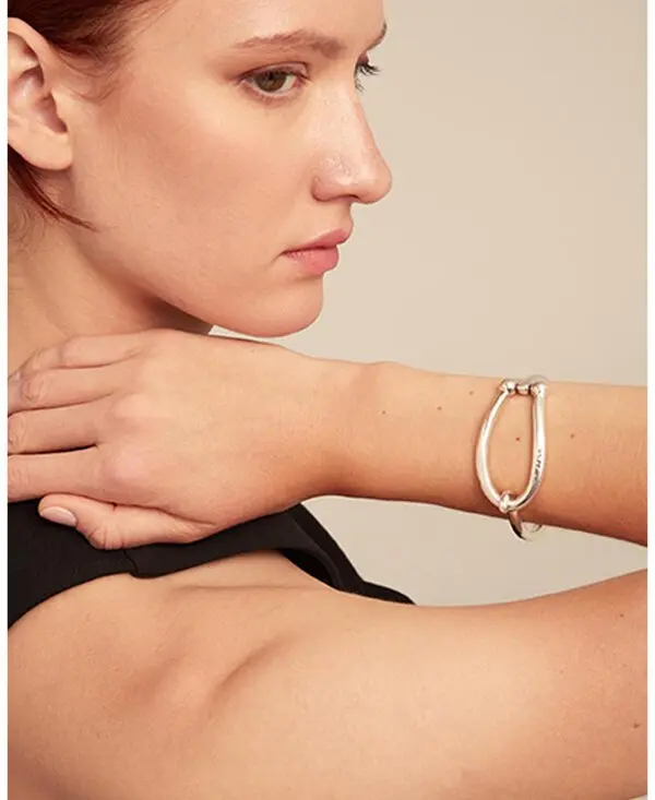 UNODE50 Sterling Plated Rigid Bracelet With Large Link And Inner Spring