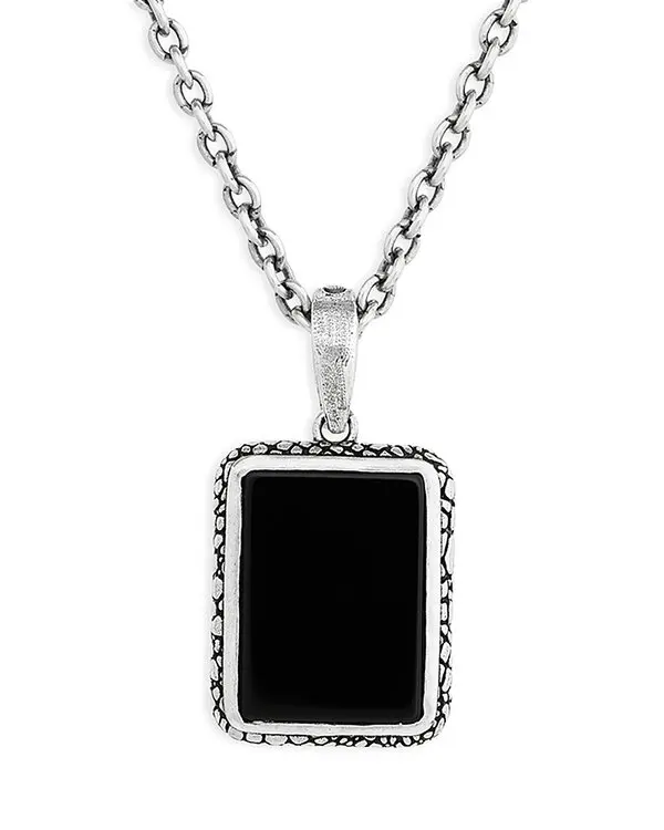 John Varvatos Sterling Silver Snakeskin Onyx Pendant Necklace - Black/silver