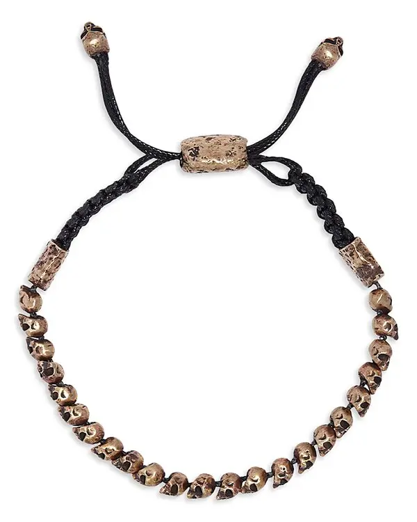 John Varvatos Brass Skull Head Bolo Bracelet - Brown