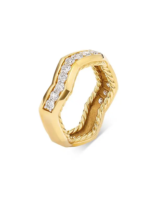 David Yurman Stax Zig Zag Ring In 18k Yellow With Diamonds - Gold