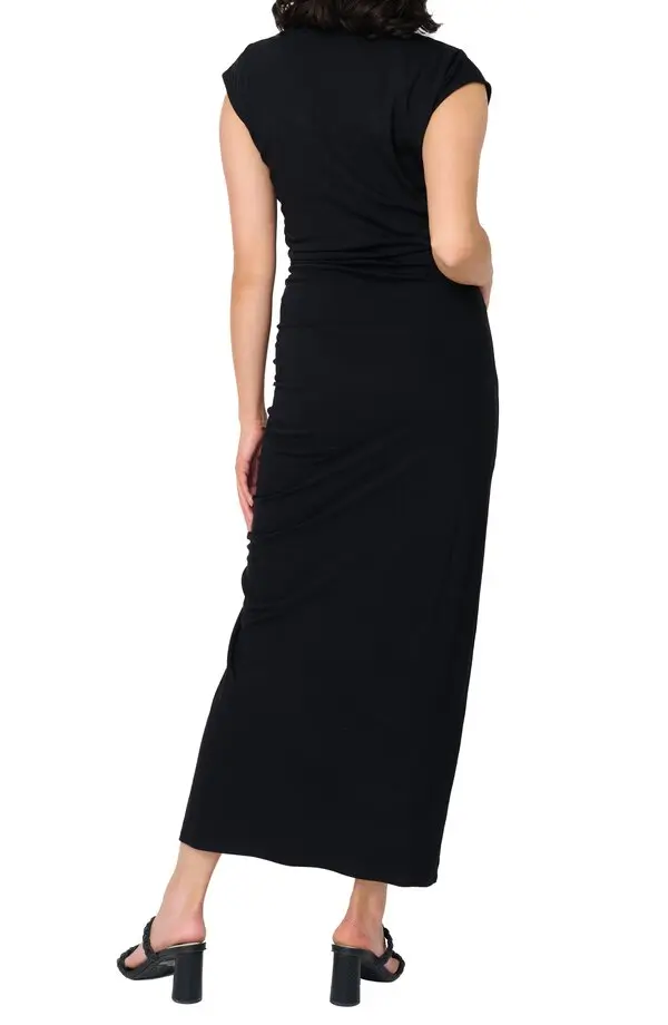 GIBSONLOOK Cap Sleeve Ruched Knit Dress - Black