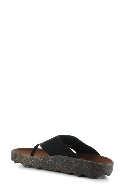Fly London Cami Platform Flip Flop - Black Eco Faux Suede