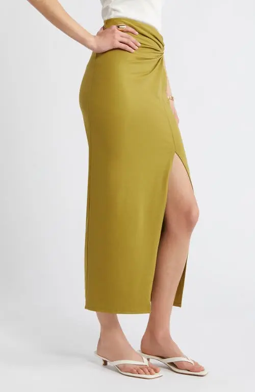 OPEN EDIT Twist Front Maxi Skirt - Olive Eyes