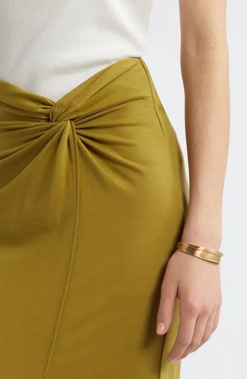 OPEN EDIT Twist Front Maxi Skirt - Olive Eyes