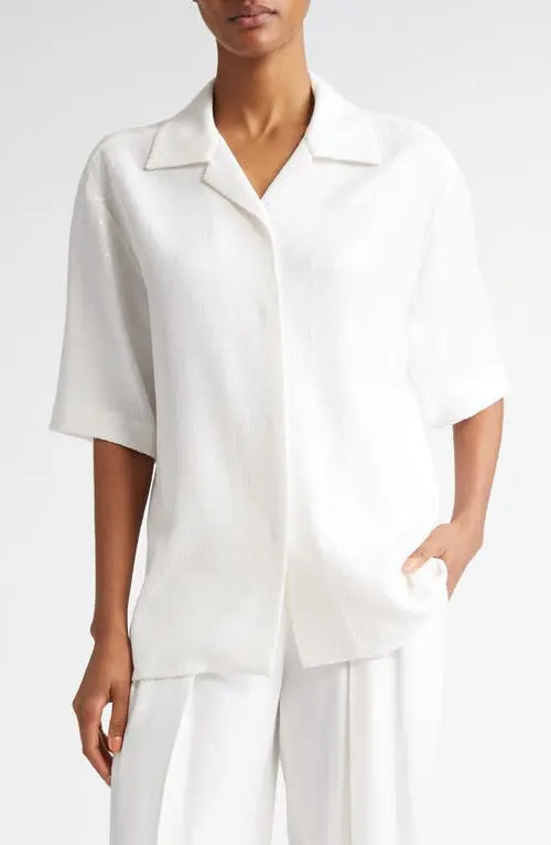 Michael Kors Sequin Camp Shirt - Optic White