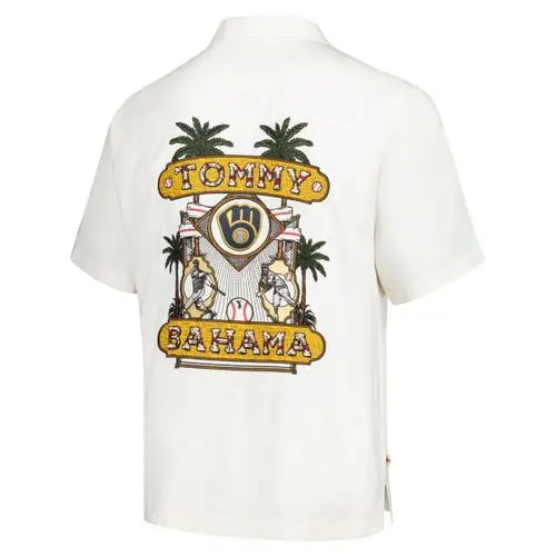Tommy Bahama Milwaukee Brewers Pitcher's Paradiso Button-up Camp Shirt