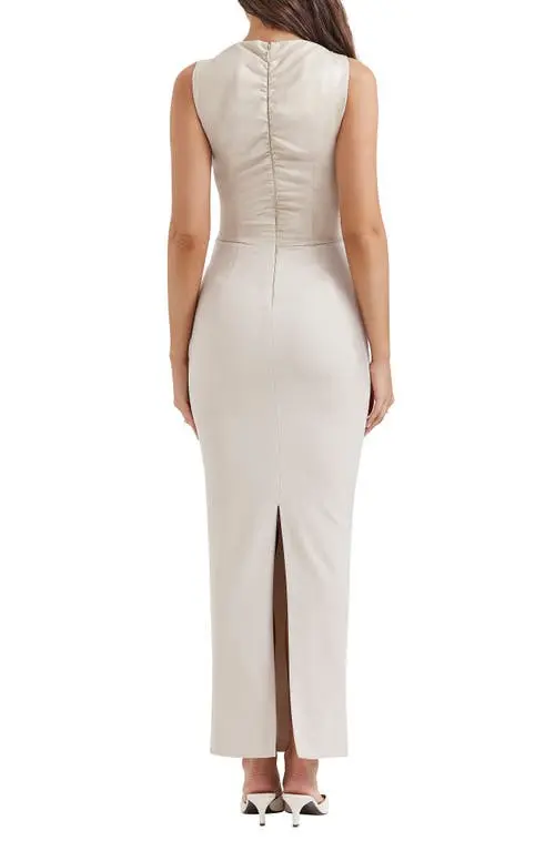 House Of Cb Ilaria Faux Leather Cocktail Dress In Ecru - 50% Off |  Editorialist