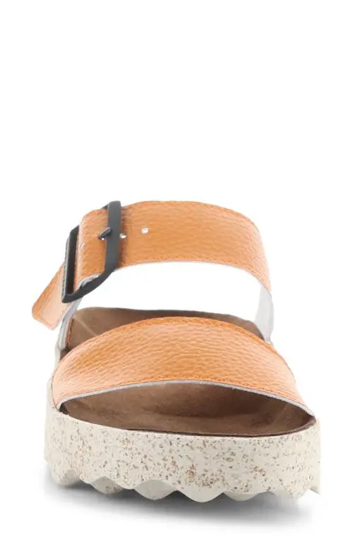 Fly London Coly Platform Slide Sandal - Orange Eco Faux Leather