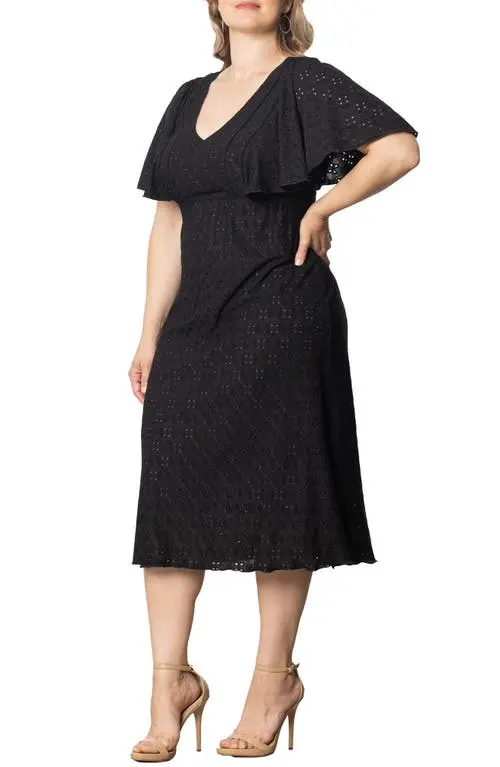 KIYONNA Lucy Short Sleeve Eyelet Midi Dress