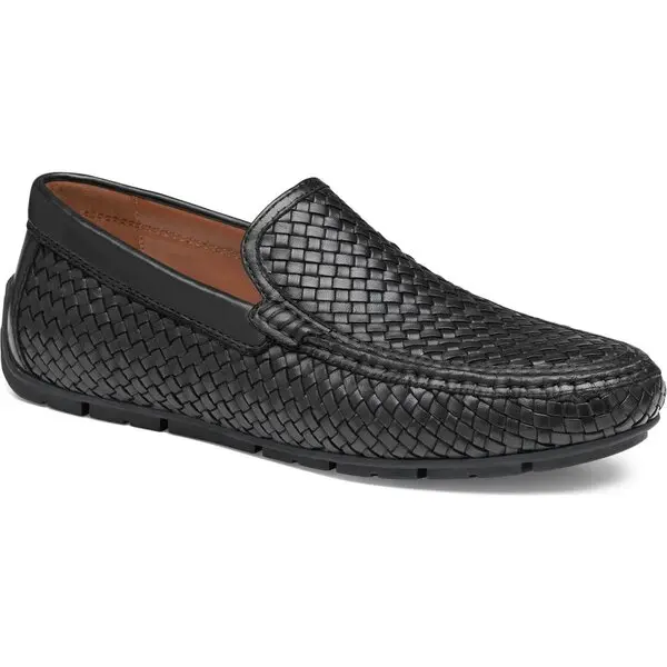 Johnston & Murphy Collection Baldwin Woven Leather Driving Shoe - Black Sheepskin
