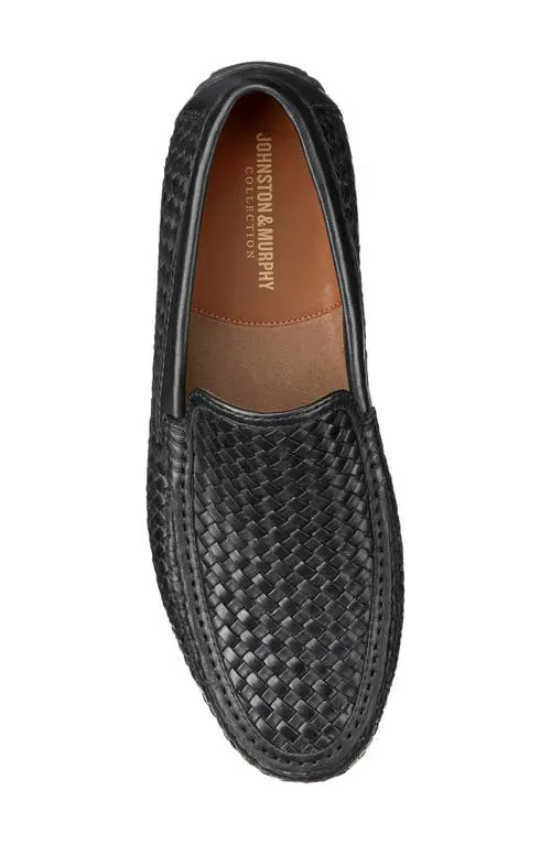 Johnston & Murphy Collection Baldwin Woven Leather Driving Shoe - Black Sheepskin