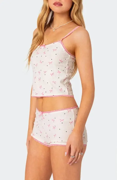 EDIKTED Shelly Print Pointelle Crop Camisole