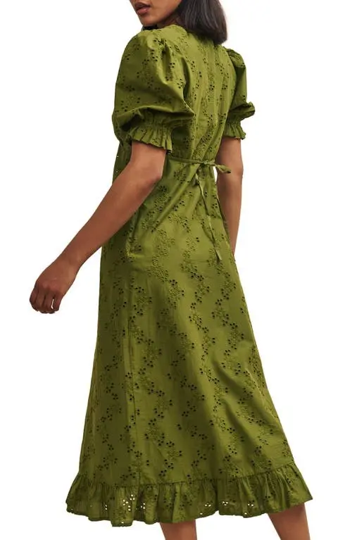 Nobody'S Child Delilah Empire Waist Organic Cotton Midi Dress In Green -  50% Off | Editorialist