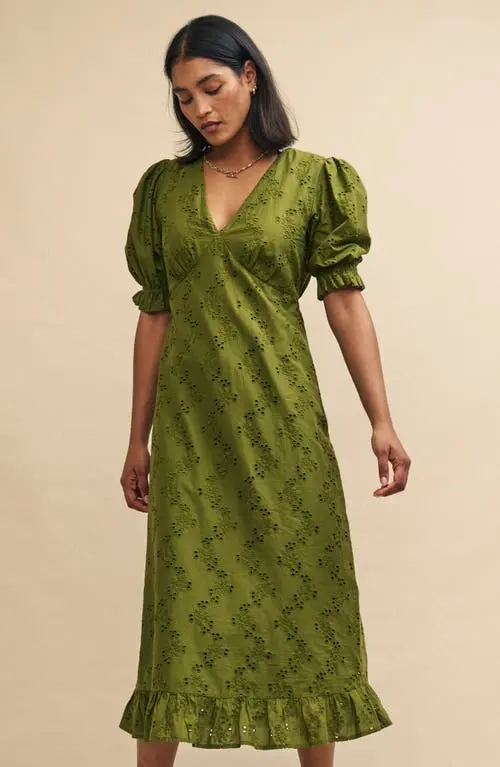 Nobody'S Child Delilah Empire Waist Organic Cotton Midi Dress In Green -  50% Off | Editorialist