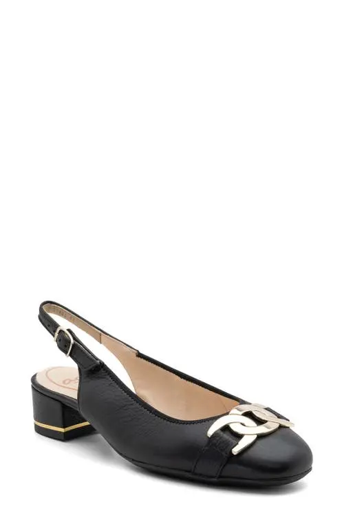 ARA Gallant Slingback Pumps - Black Leather