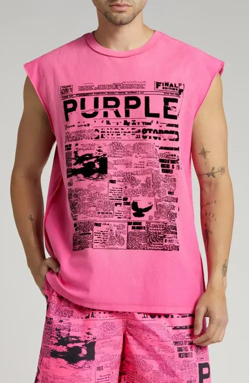 Purple Brand Textured Jersey Sleeveless Muscle Tee In Pink
