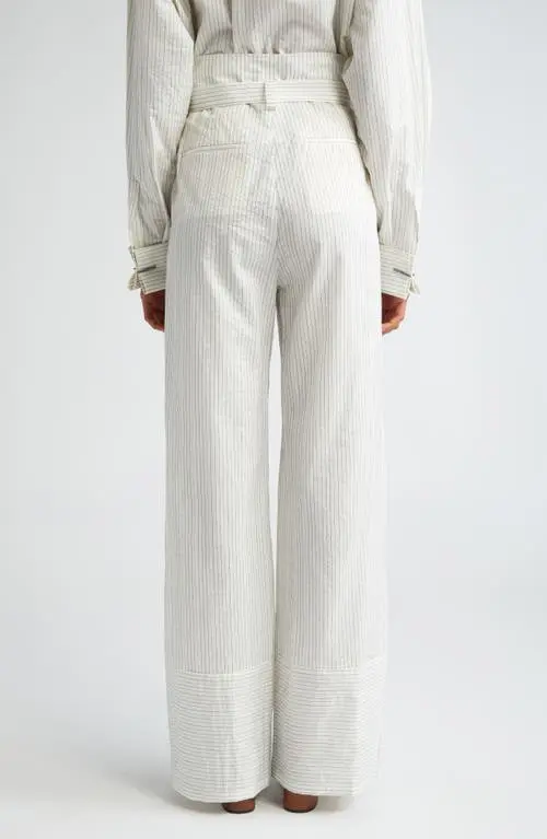 Max Mara Xero Striped Cotton & Silk Pants - White Black