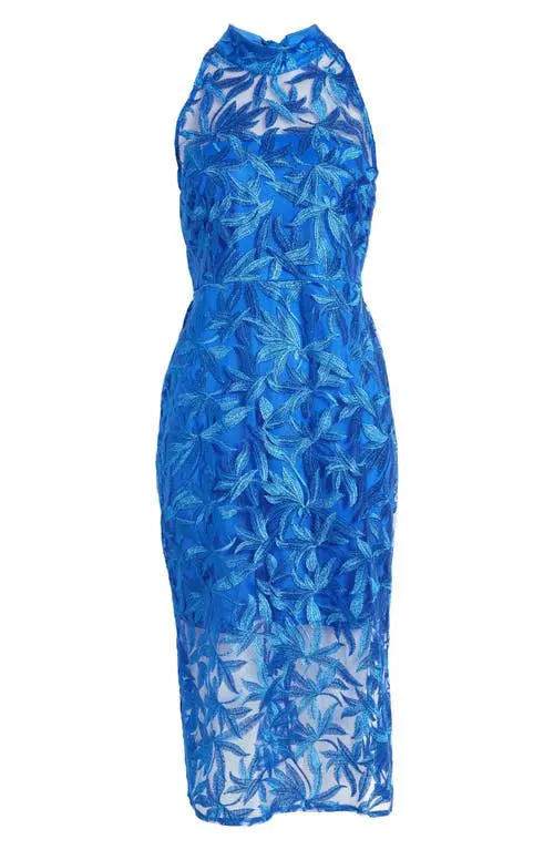 Sam Edelman Leaf Embroidered Midi Dress In Cobalt - 63% Off | Editorialist
