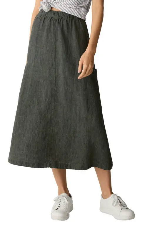 Eileen Fisher Organic Linen Cargo A-line Skirt