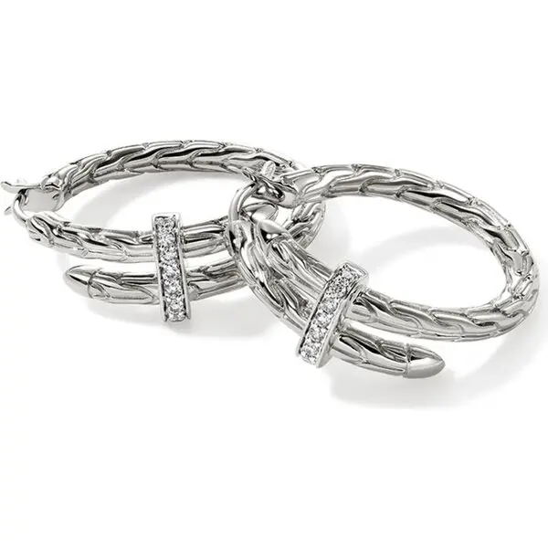 John Hardy Spear Diamond Hoop Earrings - Silver
