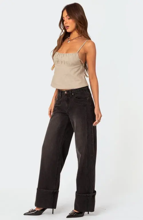 EDIKTED Tie Back Cotton Camisole - Olive