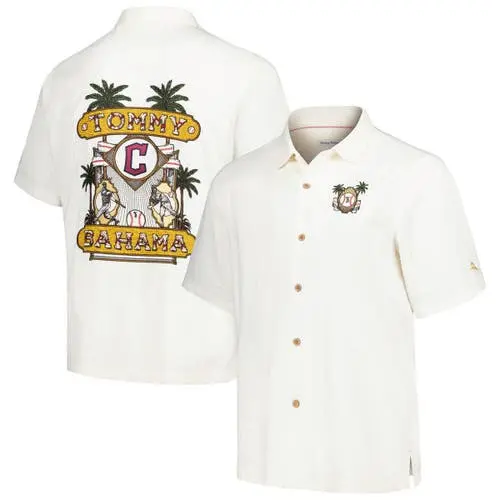 Tommy Bahama Cleveland Guardians Pitcher's Paradiso Button-up Camp Shirt