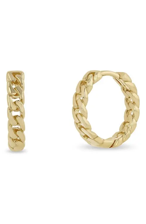 Zoe Chicco Small Curb Chain Hoop Earrings - Yellow Gold