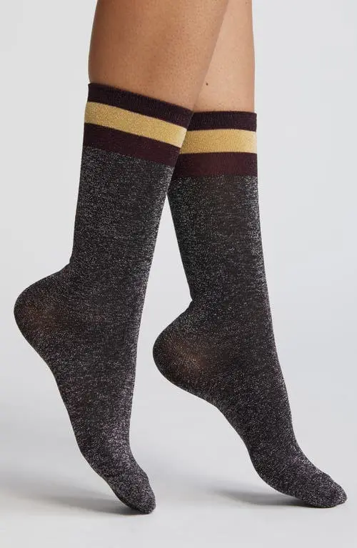 HIGH HEEL JUNGLE Varsity Metallic Knit Socks - Grey