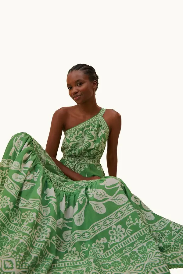 Farm Rio Floral Printed Maxi Dress - Sweet Garden Green | Editorialist