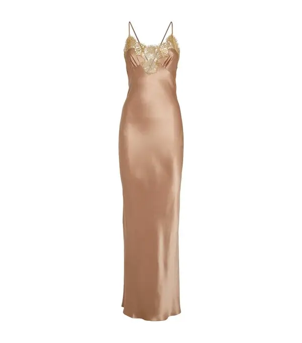 GILDA & PEARL Silk Gina Slip Dress - Beige