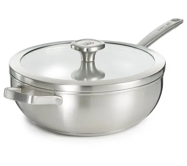 BERGHOFF Graphite Recycled 18/10 Stainless Stee L Wok, 5.2qt - Silver
