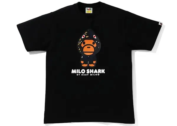 A BATHING APE Milo Shark Tee Shirt - Black/navy Blue