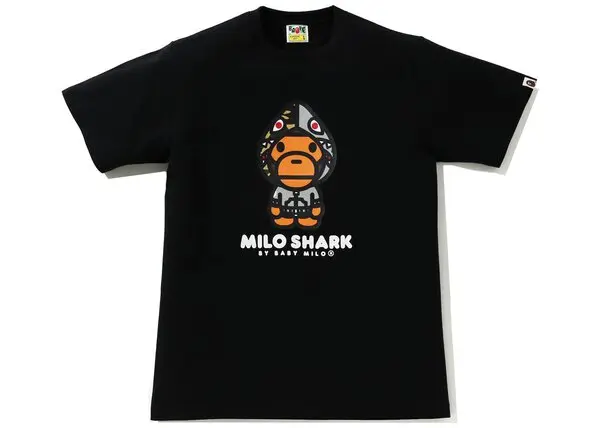 A BATHING APE Milo Shark Tee Shirt - Black/gray