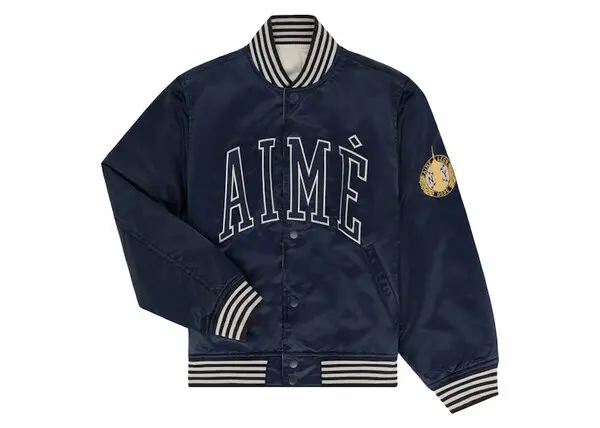 Aimé Leon Dore Reversible Varsity Jacket - Navy Blue/cream