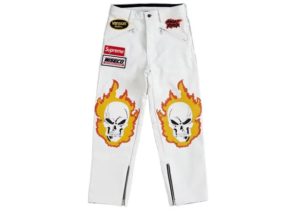 Supreme Vanson Leathers Ghost Rider Pant - White