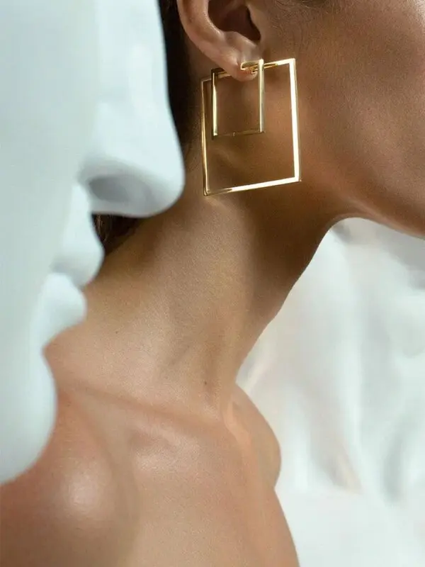 CADAR 18kt Yellow Square Hoop Earrings - Gold