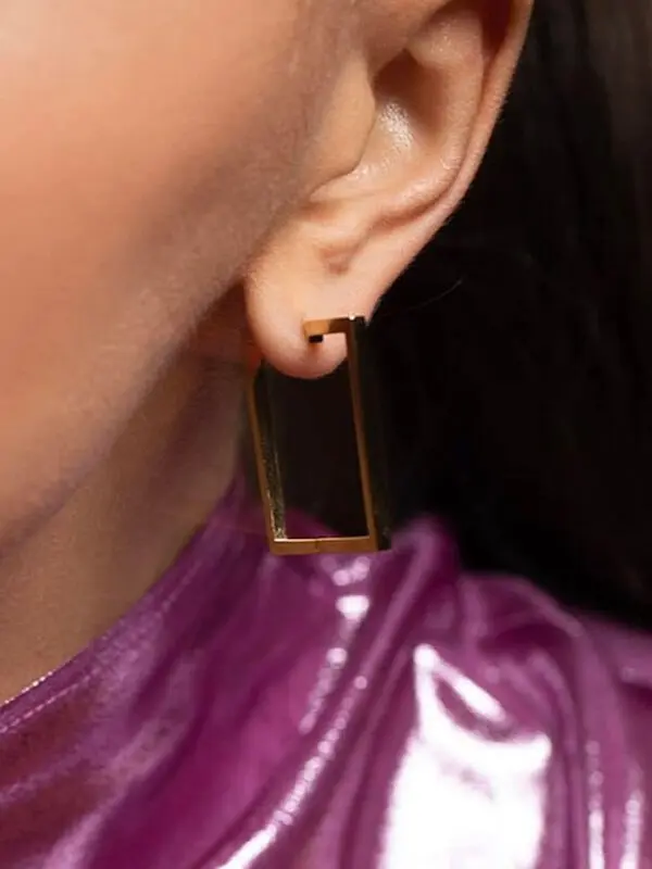 CADAR 18kt Yellow Foundation Square Hoop Earrings - Gold