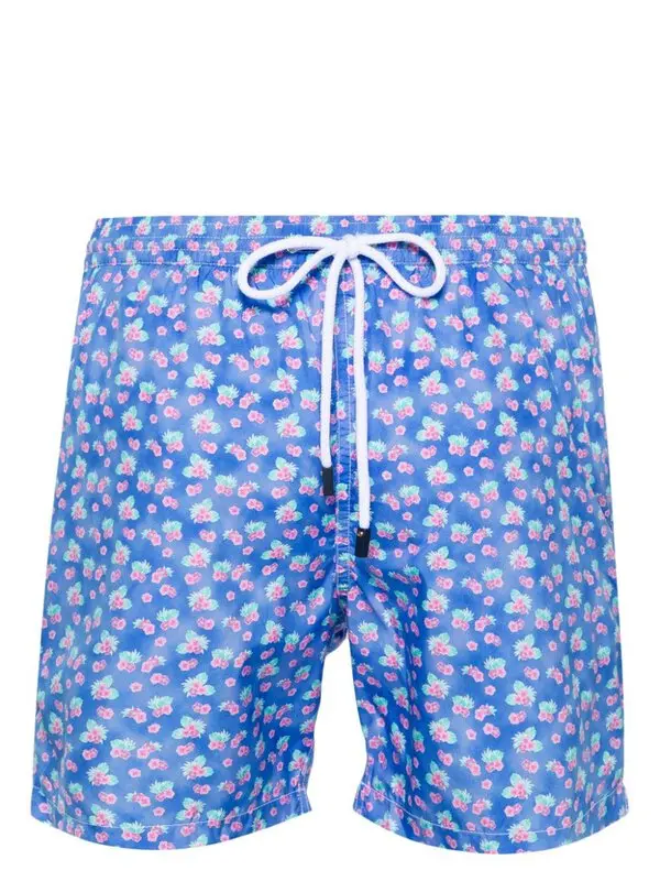 BARBA NAPOLI Floral-print Swim Shorts - Blue