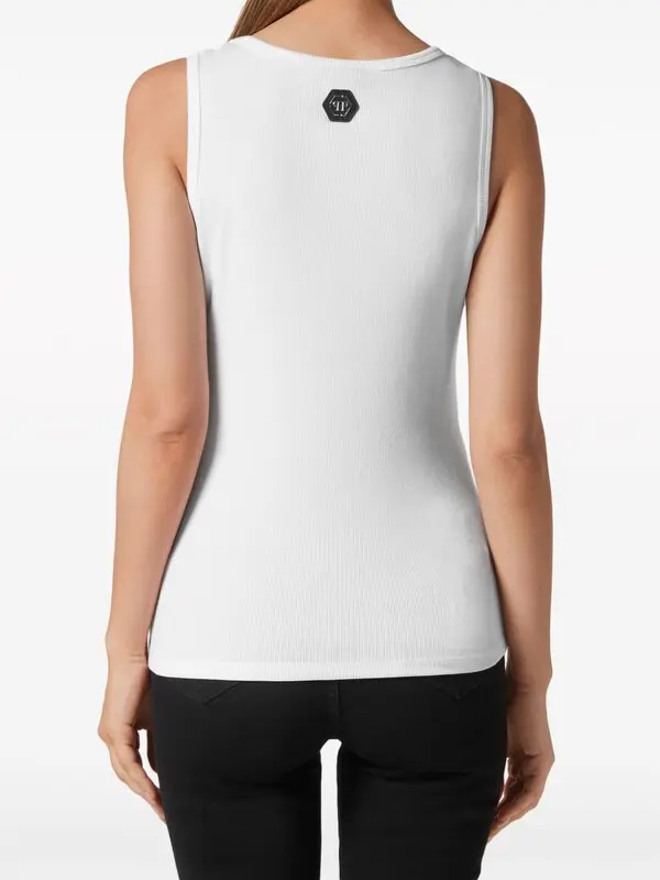 Philipp Plein Logo-embroidered Ribbed Tank Top - White