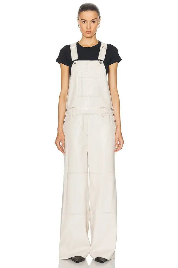 STAND STUDIO Vanna Dungarees Overall In Cream - Ecru