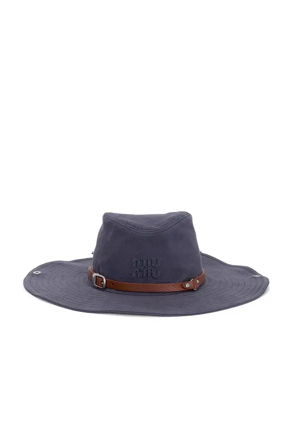 Miu Miu Logo Embroidered Cowboy Hat - Ematite