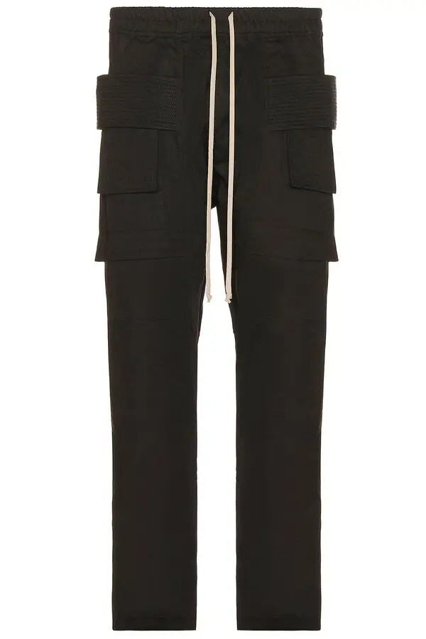 Rick Owens Cotton Twill Creatch Cargo Drawstring - Black