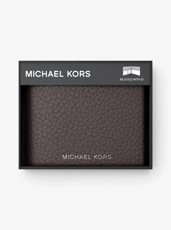 Michael Kors Hudson Pebbled Leather Billfold Wallet In By - Brown