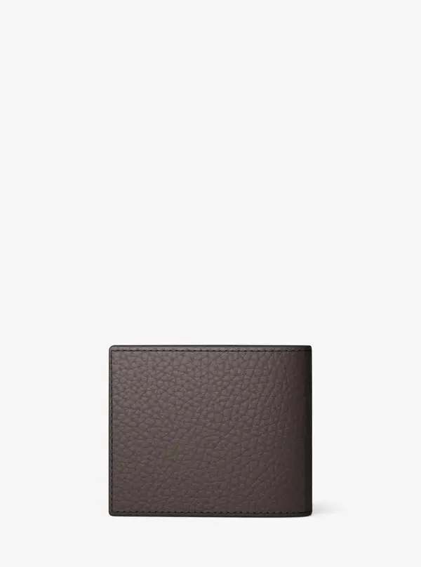 Michael Kors Hudson Pebbled Leather Billfold Wallet In By - Brown